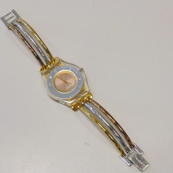 2004 Swatch Metallic Tri-Gold SKIN Women Bracelet Watch Wristwatch ...