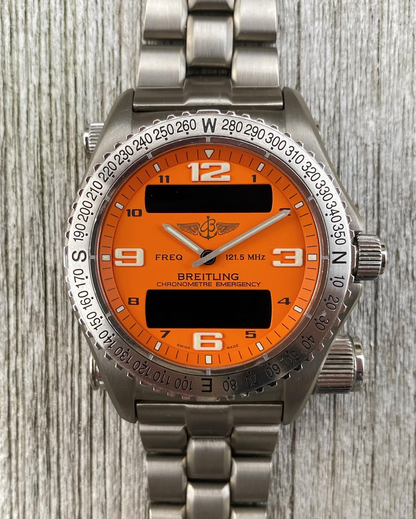 2005 Breitling E76321 Emergency Orange Dial Titanium Full Set Including ...
