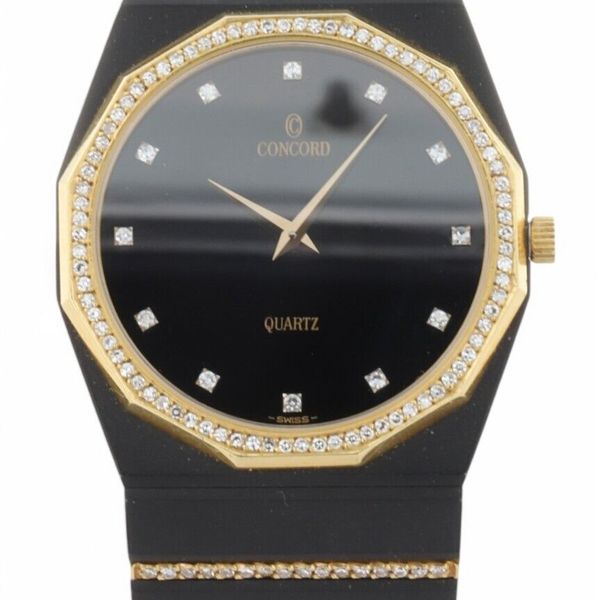 CONCORD Mariner SG Black Steel 18ct Gold & Factory Diamond Bezel ...