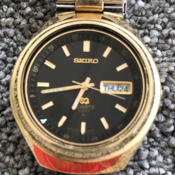 1970s Seiko Sq 4004 Gold Tone Mens Watch Early Quartz Black Dial 4633 ...