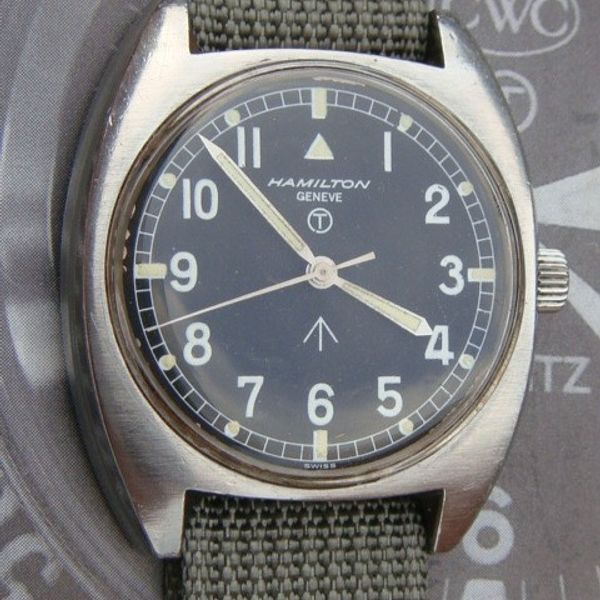 Hamilton Geneve 6bb RAF W-10 vintage issued mens military watch 1974 ...