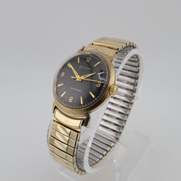 Vintage 1962 Bulova Jet Clipper Black Dial 10KRGP Bezel Self-Winding ...