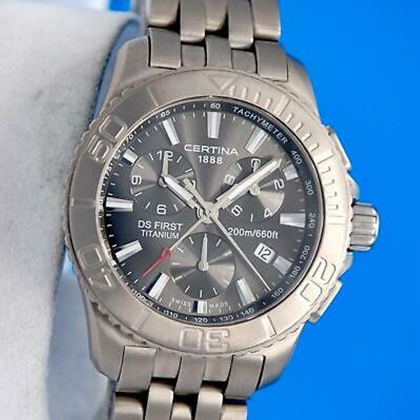 Mens Certina DS First TITANIUM Chronograph Watch - Anthracite Dial ...