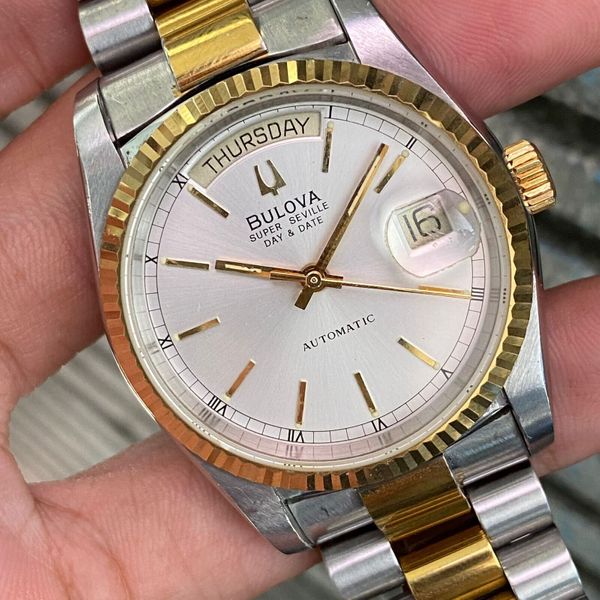 Rare Bulova Super Seville Day Date Automatic Dual Tone President ...