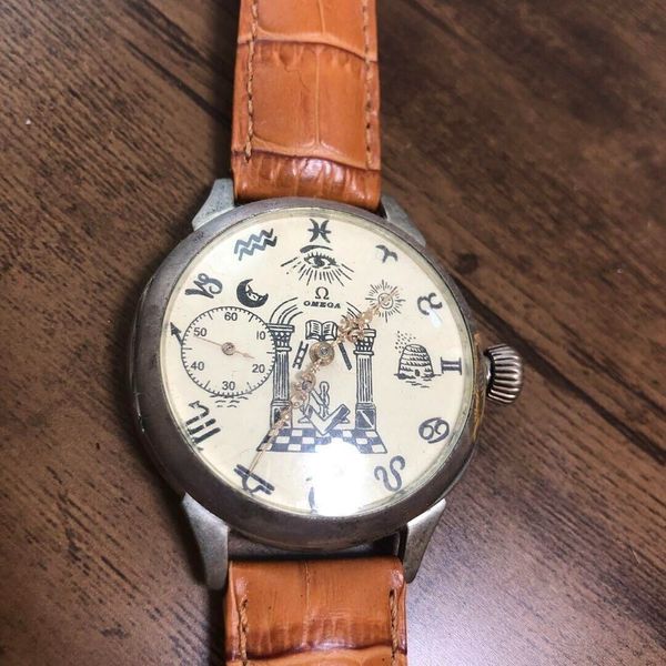 Vintage antique watch Omega Hand-wound Freemason Men's analog ...