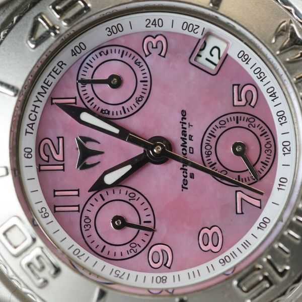 Techno Marine Quartz Chronograph Vintage Swiss Pink MOP Watch Jelly ...