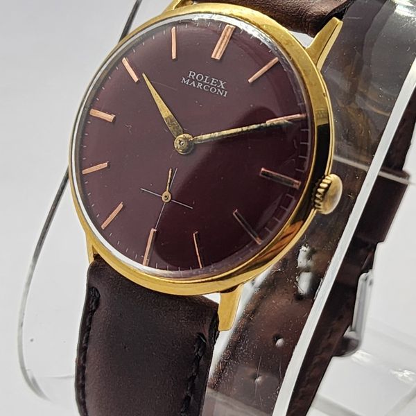 Vintage ROLEX MARCONI Bordeaux Tone Dial Gold Filled Case | WatchCharts ...