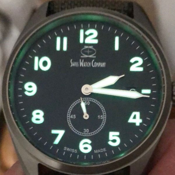 FS: SWC Swiss Watch Company Black Green Dial Ark Titanium Swiss Quartz ...