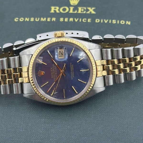 Menâ s Twoâ Tone Rolex Datejust Wristwatch Ref. 16013 with Papers Circa ...