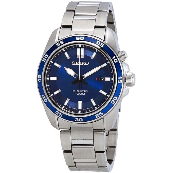 Seiko Classy Kinetic Blue Dial Stainless Steel SKA783 Men's Watch ...
