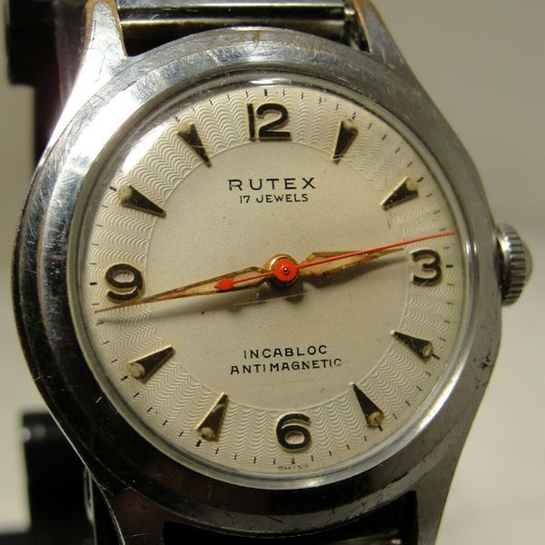 VINTAGE, RUTEX 17 JEWEL MANUAL WIND WATCH, SILVER PLATED CASE ...