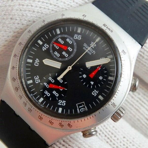 Swatch IRONY AG 2002 Aluminium Chronograph Swiss Mens BLACK Quartz Date ...