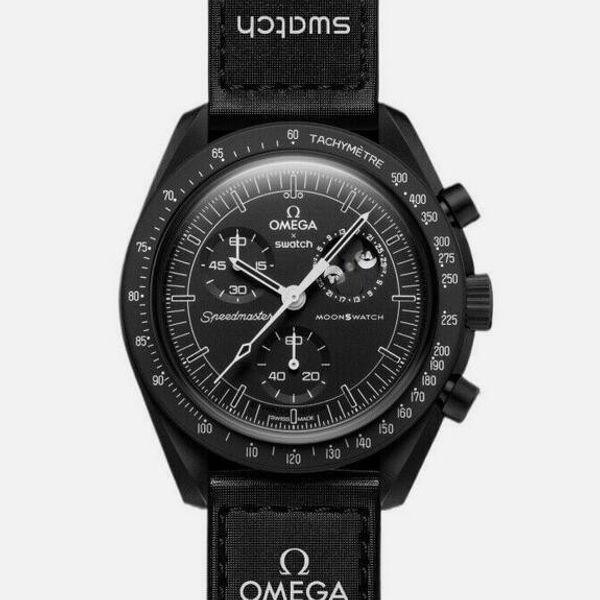hot x Omega Bioceramic Mission to the Moon phase black MoonSwatch ...