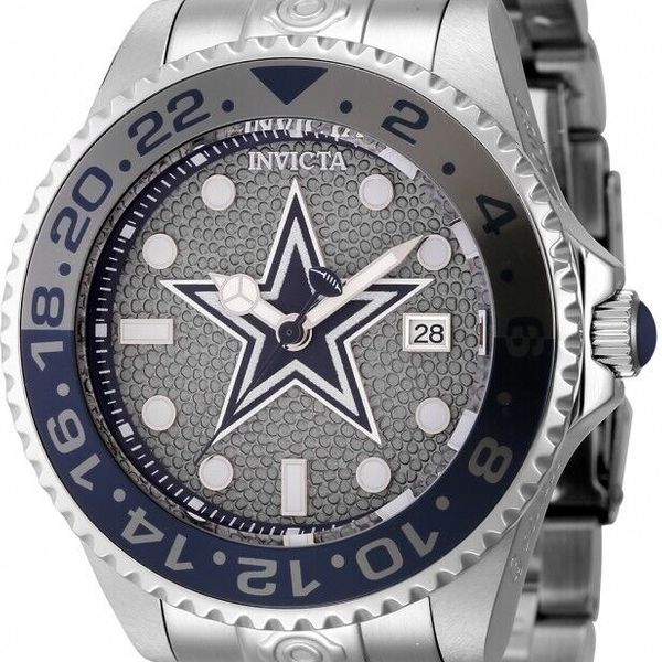 Invicta NFL Dallas Cowboys Gray Dial Grand Diver Men's Steel Bracelet ...