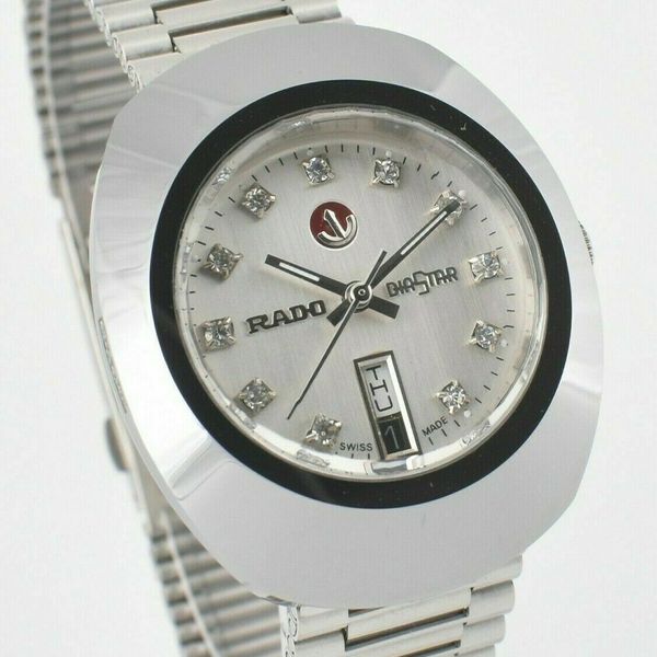 Vintage Rado Diastar Automatic Day-Date Silver White Diamond Men's ...