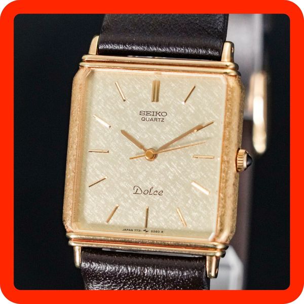 Vintage 1985 [MINT] New BAND SEIKO Dolce 7731-5230 Gold Tank Shape Men Watch | WatchCharts ...