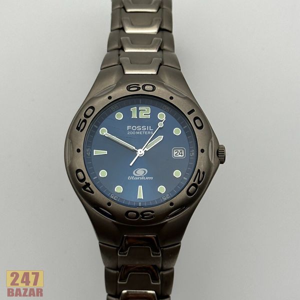 Fossil TI-5029 Solid Titanium Blue Dial Quartz Men's Watch - Works ...