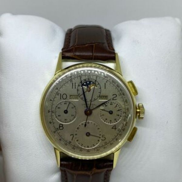 Universal Geneve Tri-compax Moon Phase Chronograph Brown Leather Band ...