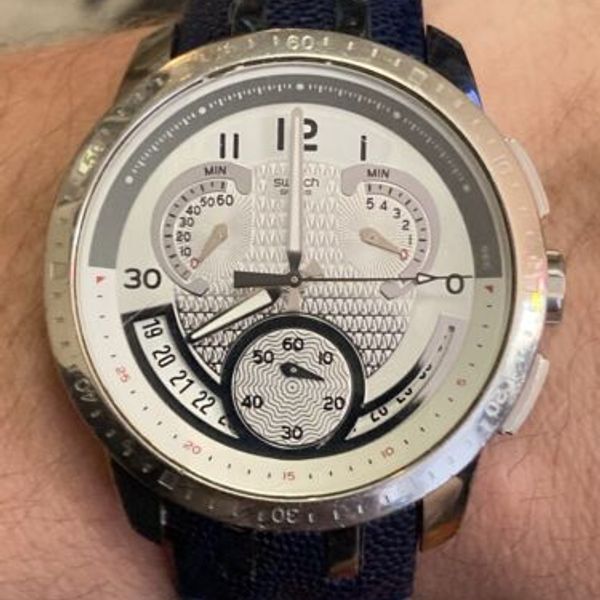 Swatch Watch Irony Retrograde “Cold Hour” YRS403 | WatchCharts Marketplace