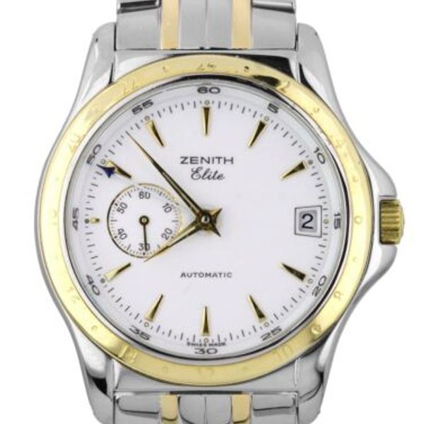 Men's Zenith Elite GMT Automatic 38mm Two Tone 18K Gold Steel Watch 53 ...