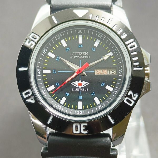 Citizen Automatic Men's Rotating bezel Wrist Watch Exhibition Back 8200 ...