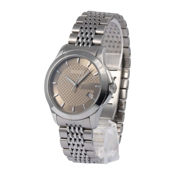 Gucci G-Timeless 38mm Date Steel Brown Logo Dial Quartz Men Watch ...