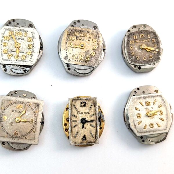 Vintage BULOVA Lot of 6 Women's Watch Movements Art Deco Midcentury ...
