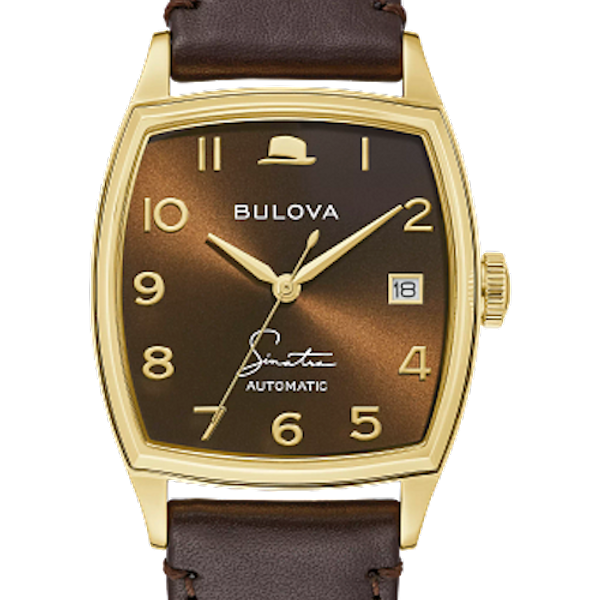 NEW BULOVA FRANK SINATRA YOUNG AT HEART AUTO GOLD PLATED TONNEAU CASE ...