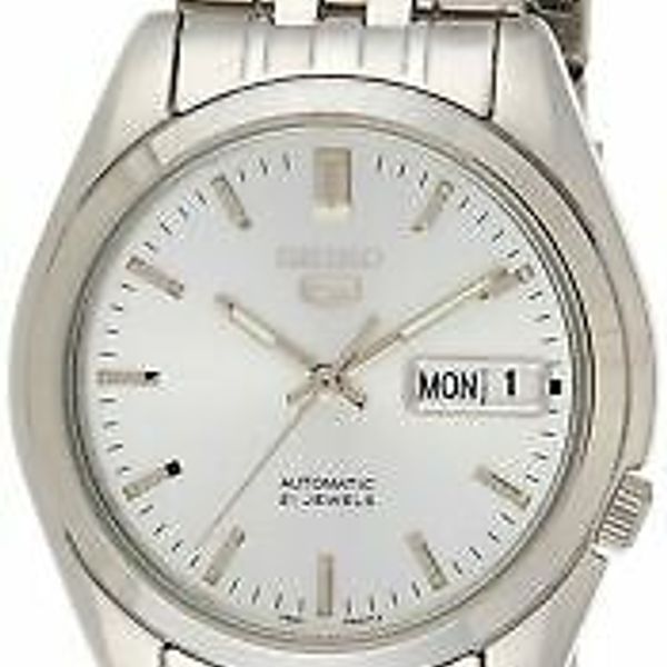 Seiko Men's SNK355K Seiko 5 Automatic Silver Dial Stainless Steel Watch ...