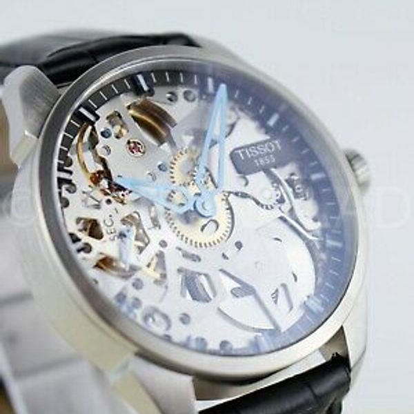 TISSOT T-COMPLICATION SQUELETTE T070.405.16.411.00 MECHANICAL LEATHER ...