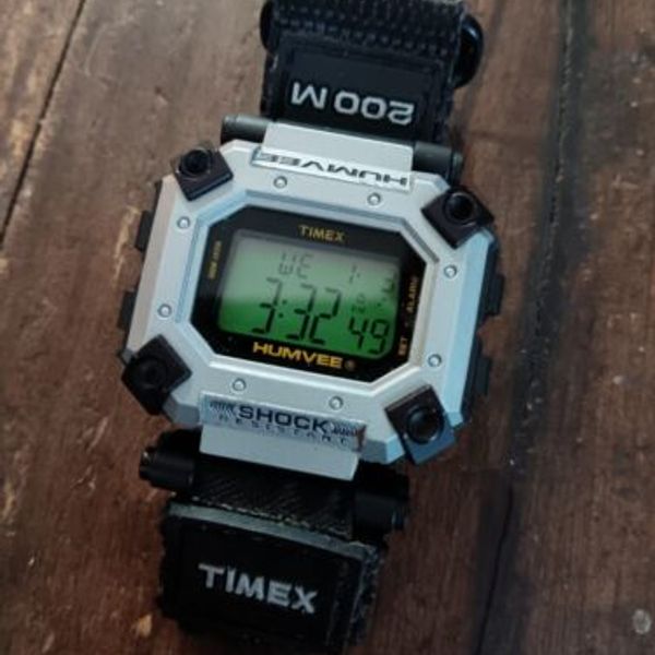 Timex Humvee Digital Military Watch 200M Silver W/ Band New Battery ...