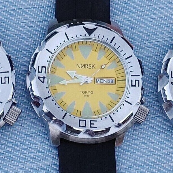 lot of 3 , Sea Monster watch Norsk Norway Olympics Diver, Citizen mvt ...