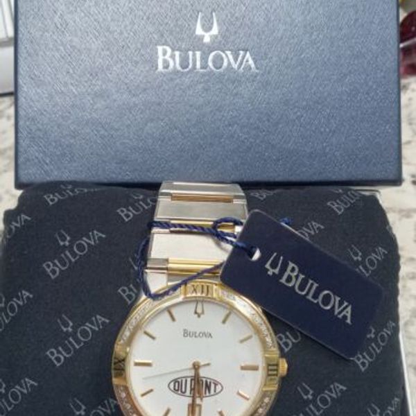 Bulova DuPont 98E004 Mens Watch Two Tone Stainless Steel Diamond Dress ...