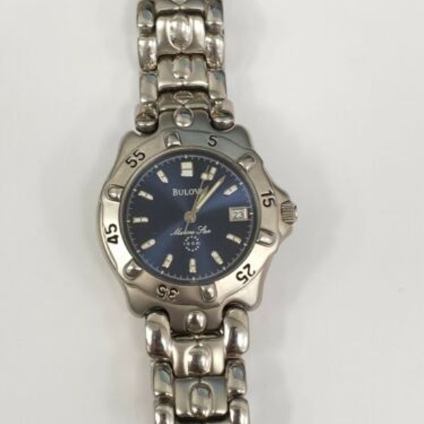 Bulova Blue Marine Star Watch Stainless Steel Blue Dial w/ Date ...