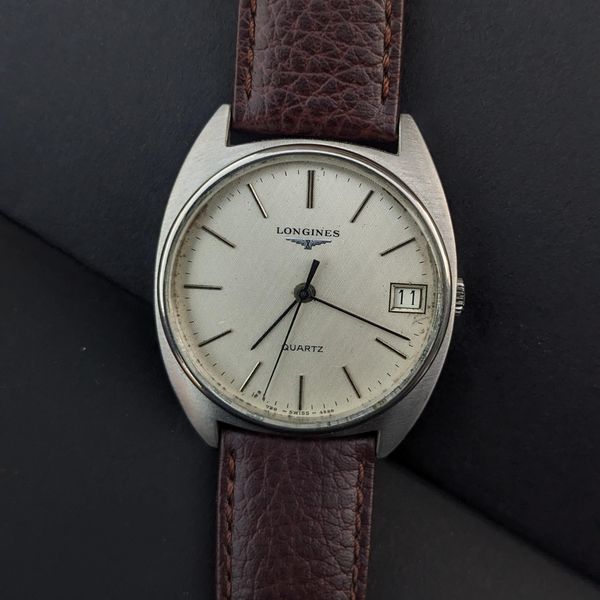[wts] 1980's Longines Date window - Silver Linen pattern Dial - Ref ...