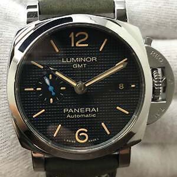 Panerai Luminor 1950 GMT 3 Days PAM01535 Black Waffle Dial Automatic ...
