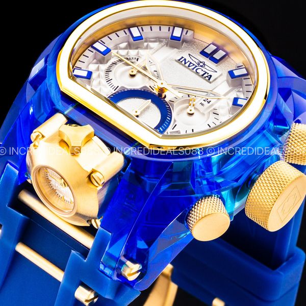 Invicta Mens BOLT ZEUS MAGNUM ANATOMIC Chronograph 18K Silver Blue Gold ...