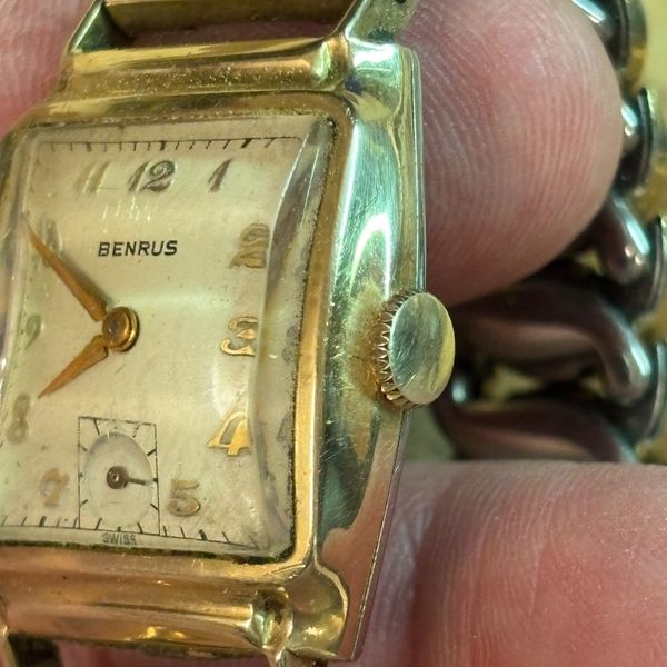 Vintage Benrus 10K GP Tank Square 17 Jewels Watch Clean Dial Repair ...