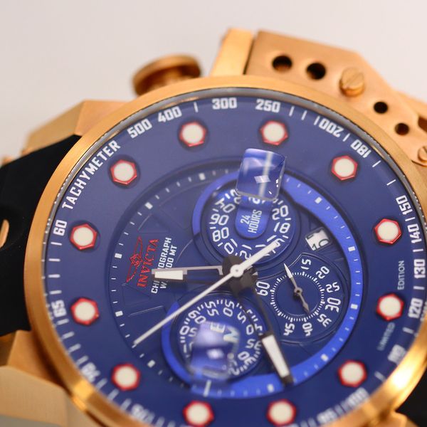 Invicta I Force 30640 Mens 52mm Rose Gold Chronograph Blue Dial Watch ...