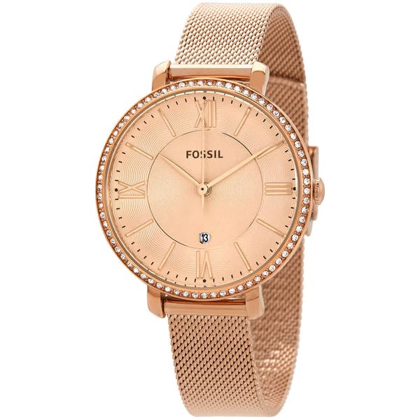 Fossil Jacqueline Quartz Rose Dial Rose Gold-tone Ladies Watch ES4628 ...