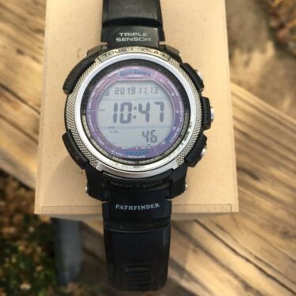 CASIO PATHFINDER TRIPLE SENSOR TOUGH SOLAR 3172 PAW-2000 WATCH RUNS ...
