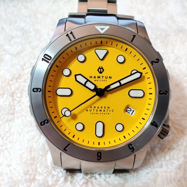 FS: Hamtun Kraken H2 Yellow Dial Titanium Watch 41mm Seiko NH35a ...