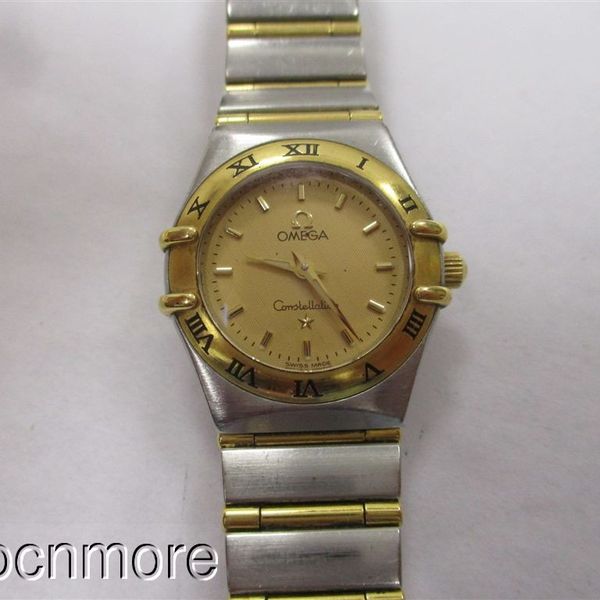 OMEGA CONSTELLATION BRACELET WATCH 18K / SS ROMAN NUMERAL BEZEL GOLD ...