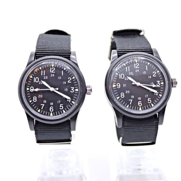 [NEW] Daiso Military Watch Set of 2 Black Hattori Seiko Movement Japan ...