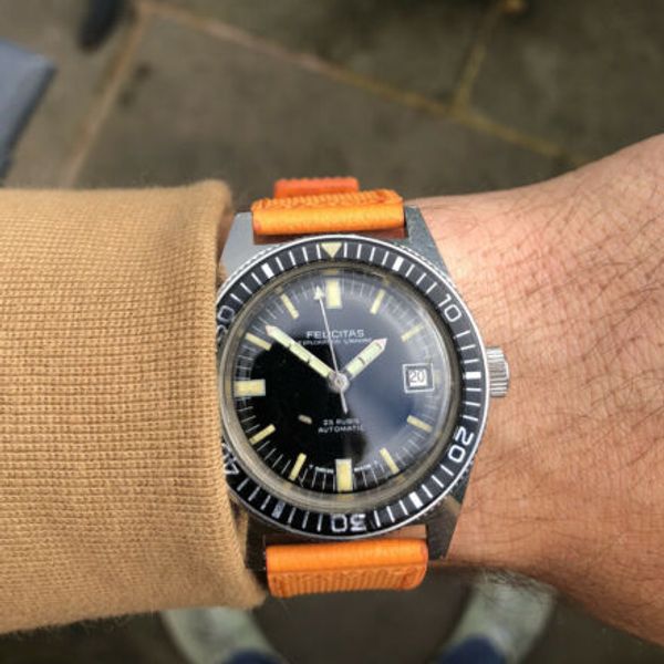 Vintage Felicitas Automatic Skin Divers Watch Bakelite Bezel. Longines ...