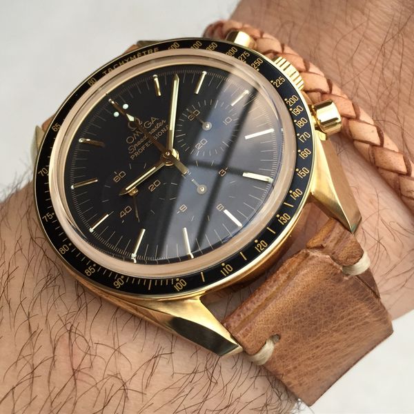Quick Sale! Like NOS SOLID 18K Gold Omega Speedmaster Professional w ...