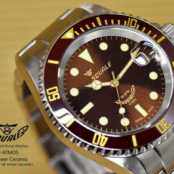 Squale 1545 20 Atmos 40mm Root Beer 200 meter Automatic Diver Watch ...