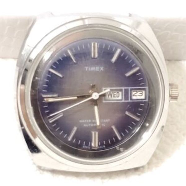 Vintage 1970's Timex Automatic Men's Watch Day Date Black Dial ...