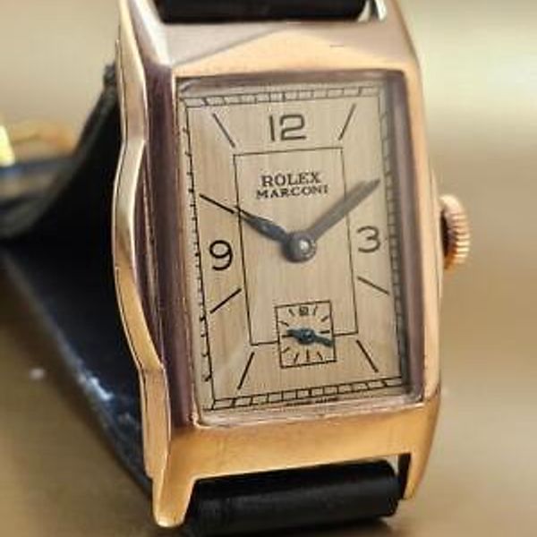 VINTAGE & FINE ROLEX MARCONI HAND WINDING GOLDEN CASE 1940's WRISTWATCH ...
