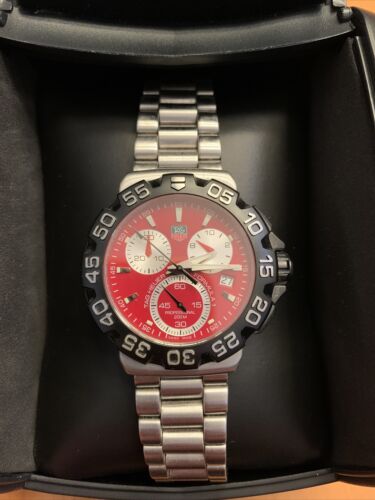 Tag Heuer Formula 1 chronograph CAH1112 Mens Watch Red Face Stainless ...